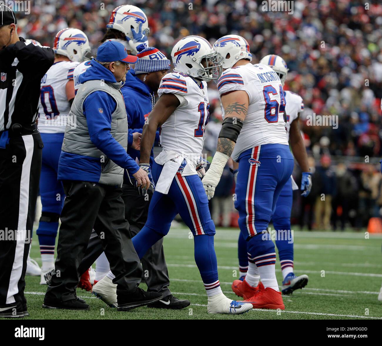 Buffalo Bills wide receiver Deonte Thompson (10) leaves the field after ...