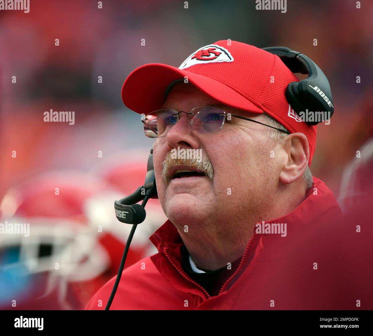 Kansas City Chiefs head coach Andy Reid follows the second half of an ...