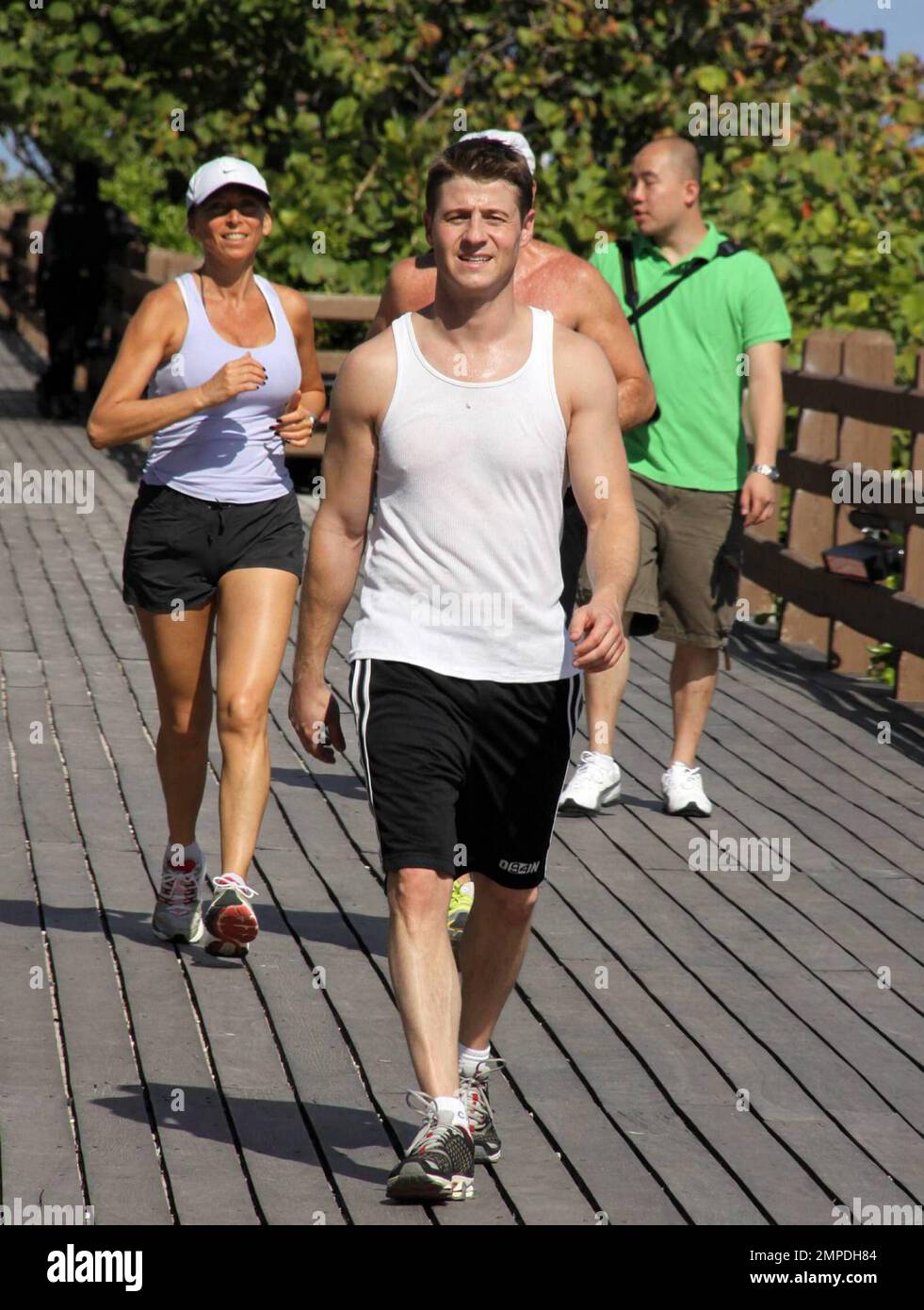 Ben McKenzie goes for a jog on the boardwalk. The actor, who is about ...