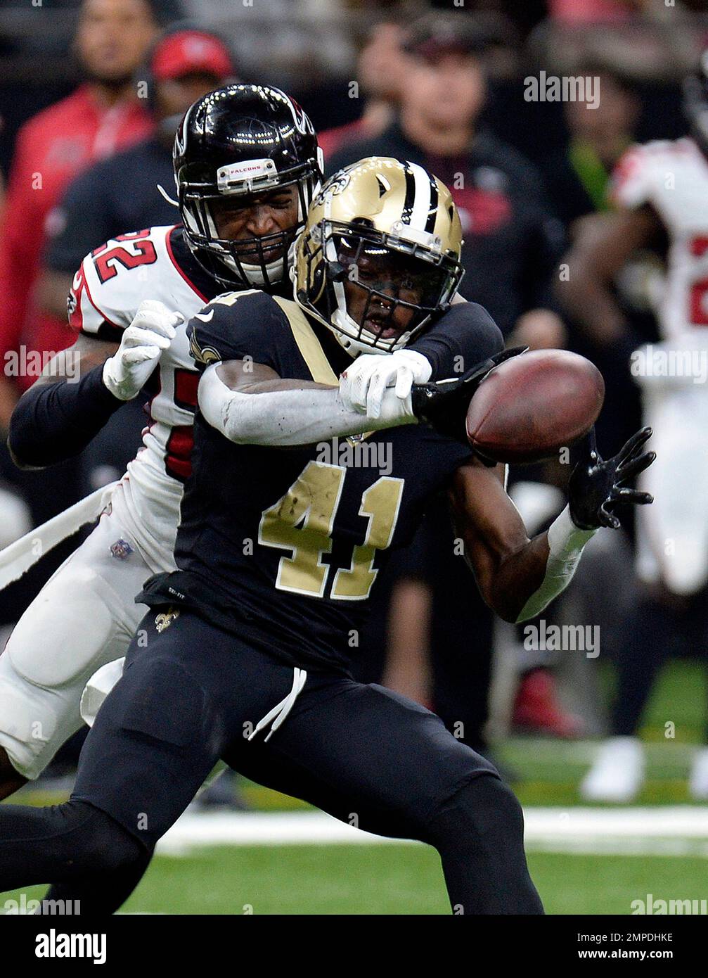 Atlanta Falcons strong safety Keanu Neal (22) tries to break up a pass ...