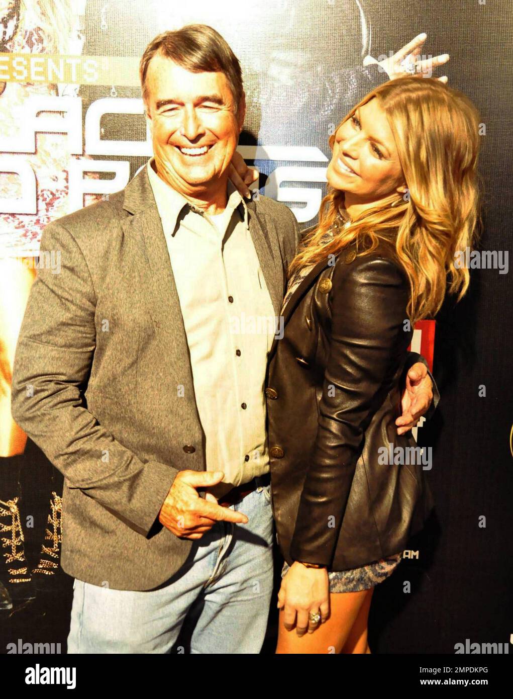 Fergie and her dad Patrick Ferguson arrive at The Black Eyed Peas pre ...