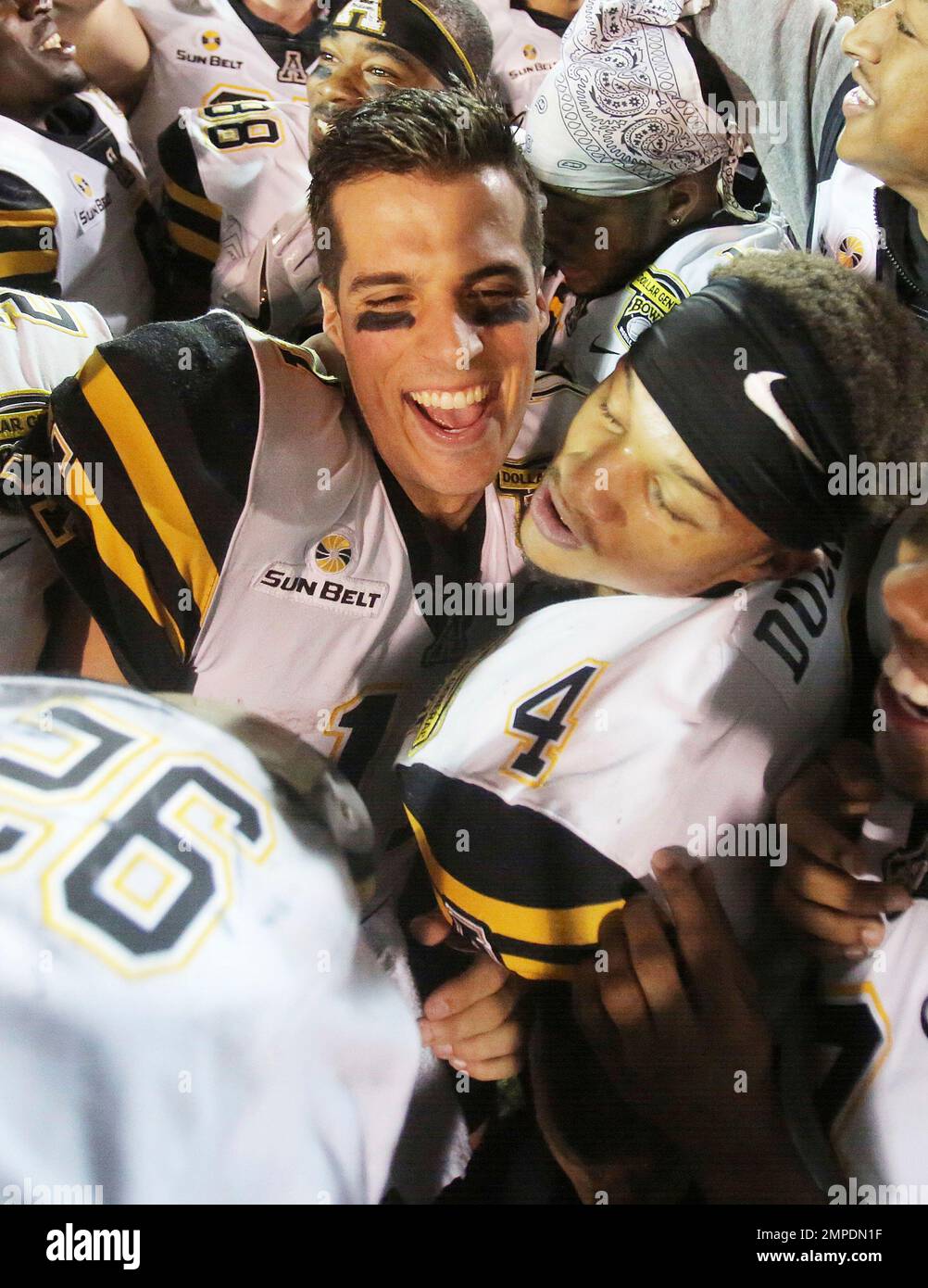 Appalachian State quarterback Taylor Lamb (11) celebrates with ...