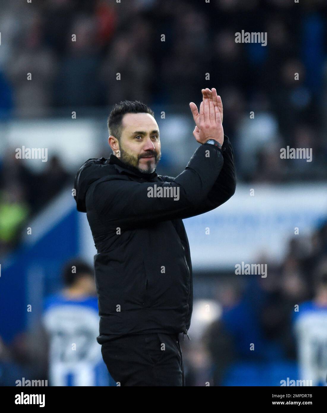 Brighton head coach Roberto De Zerbi celebrates the 2-1 win during the ...