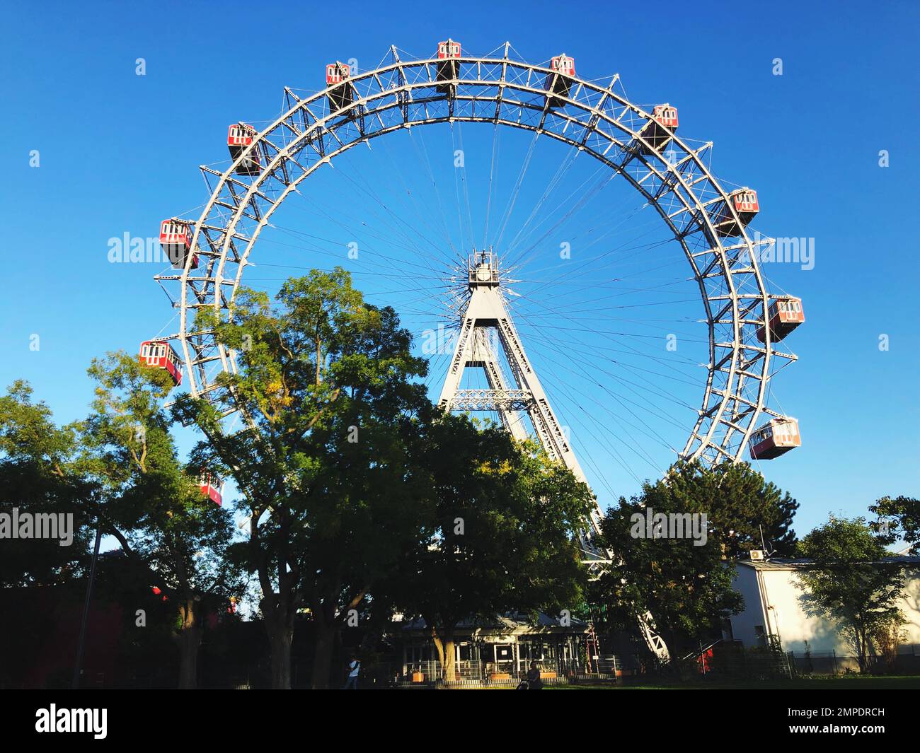 A famous giant wheel of Vienna Riesenrad at Prater amusement park ...
