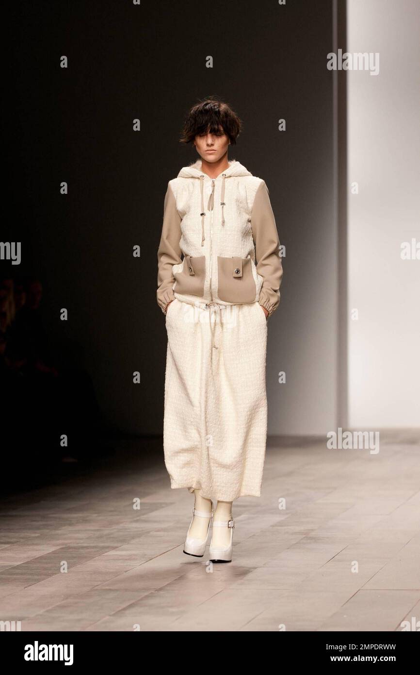 Models walk the runway for the Betty Jackson fashion show during London ...