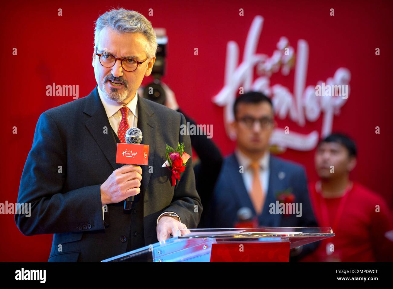 Hamleys chairman Frank Slevin speaks at a ceremony for the grand ...