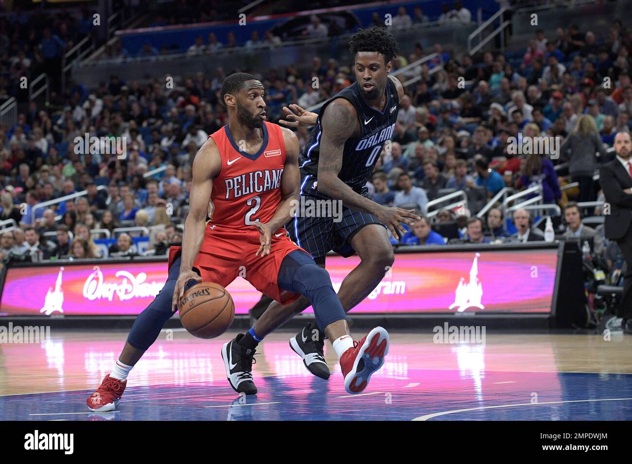 New Orleans Pelicans guard Ian Clark (2) drives to the basket in front ...