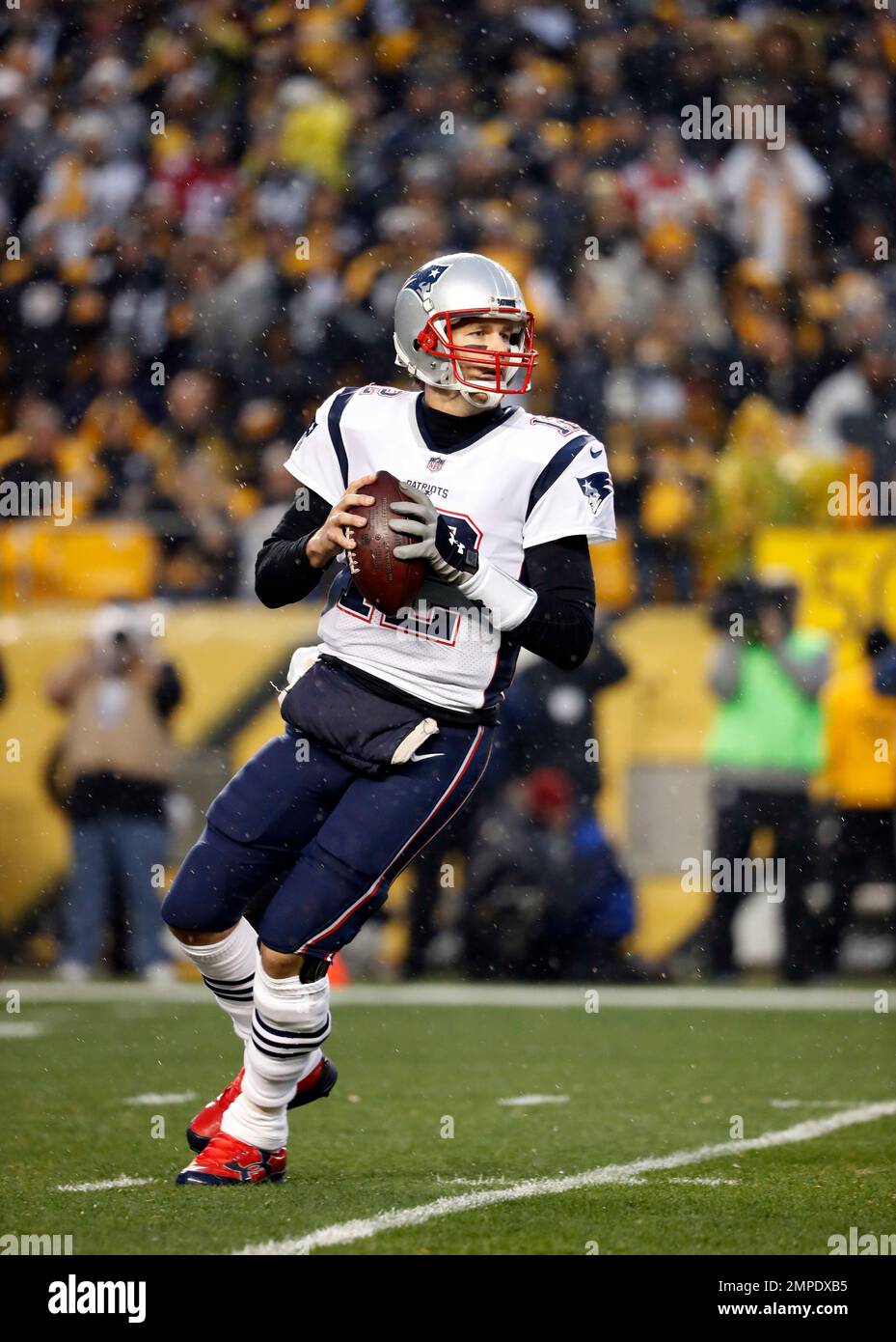 New England Patriots quarterback Tom Brady during an NFL football game ...