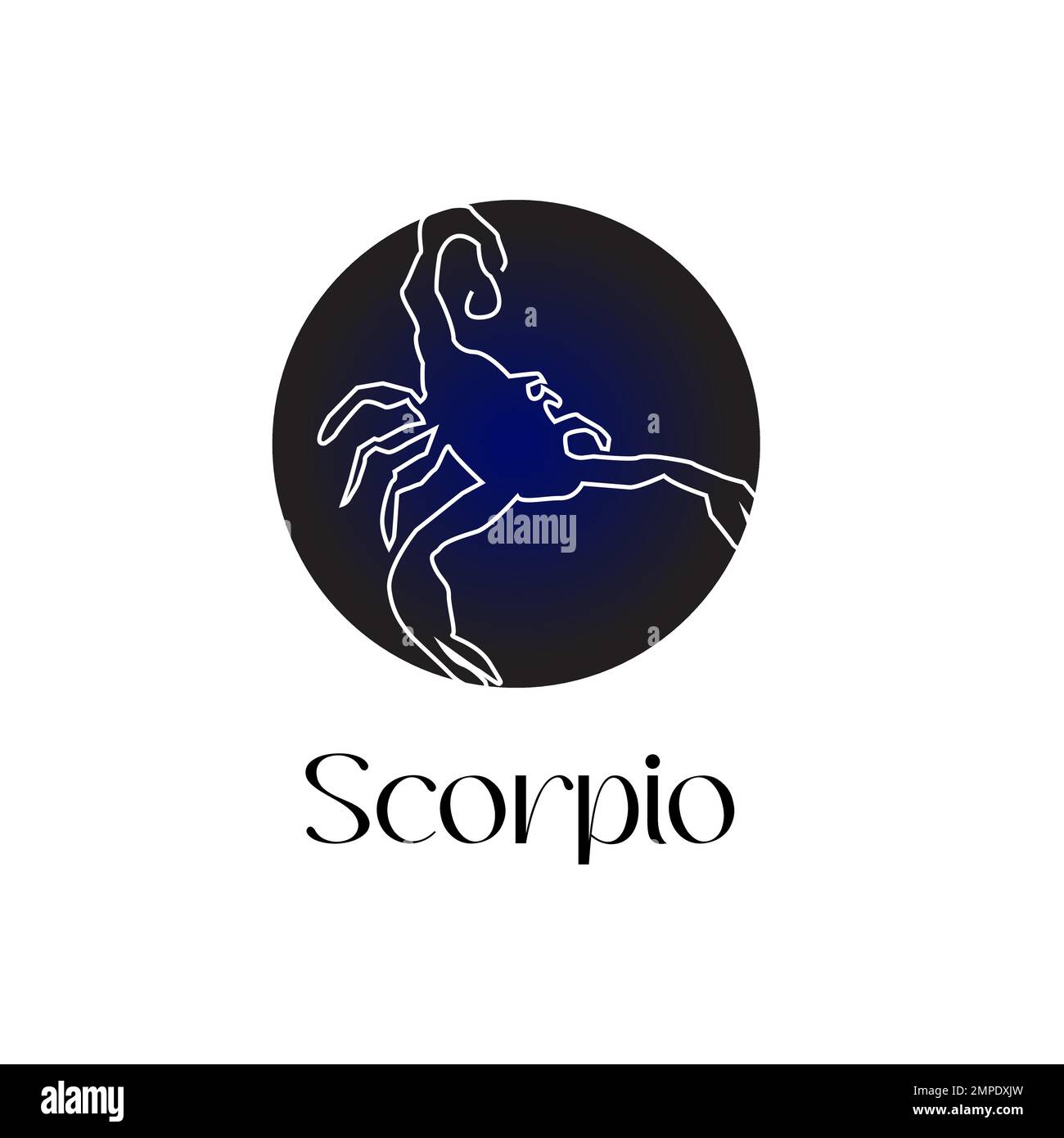 Astrological zodiac sign Scorpio in line art style on dark blue Zodiak ...