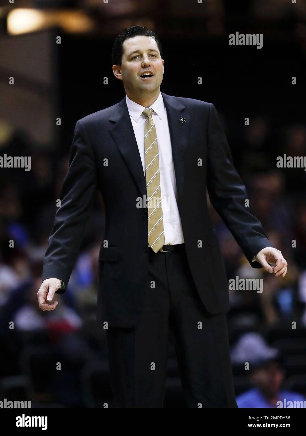 Vanderbilt head coach Bryce Drew watches the action in the first half ...