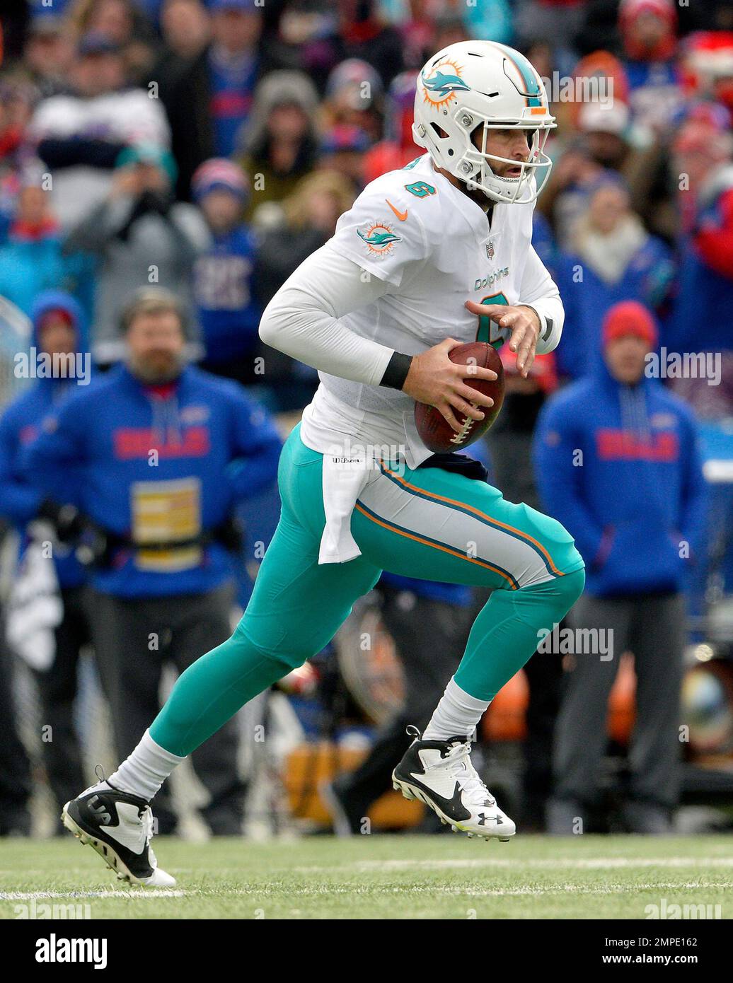 Miami Dolphins quarterback Jay Cutler (6) runs with the ball during the ...