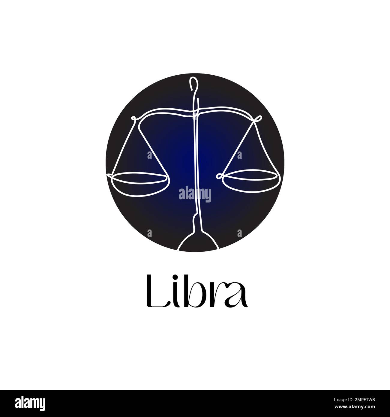 Astrological zodiac sign Libra in line art style on dark blue Zodiak ...