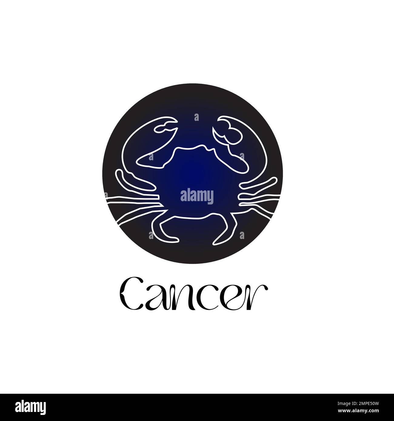 Astrological zodiac sign Cancer in line art style on dark blue Zodiak ...