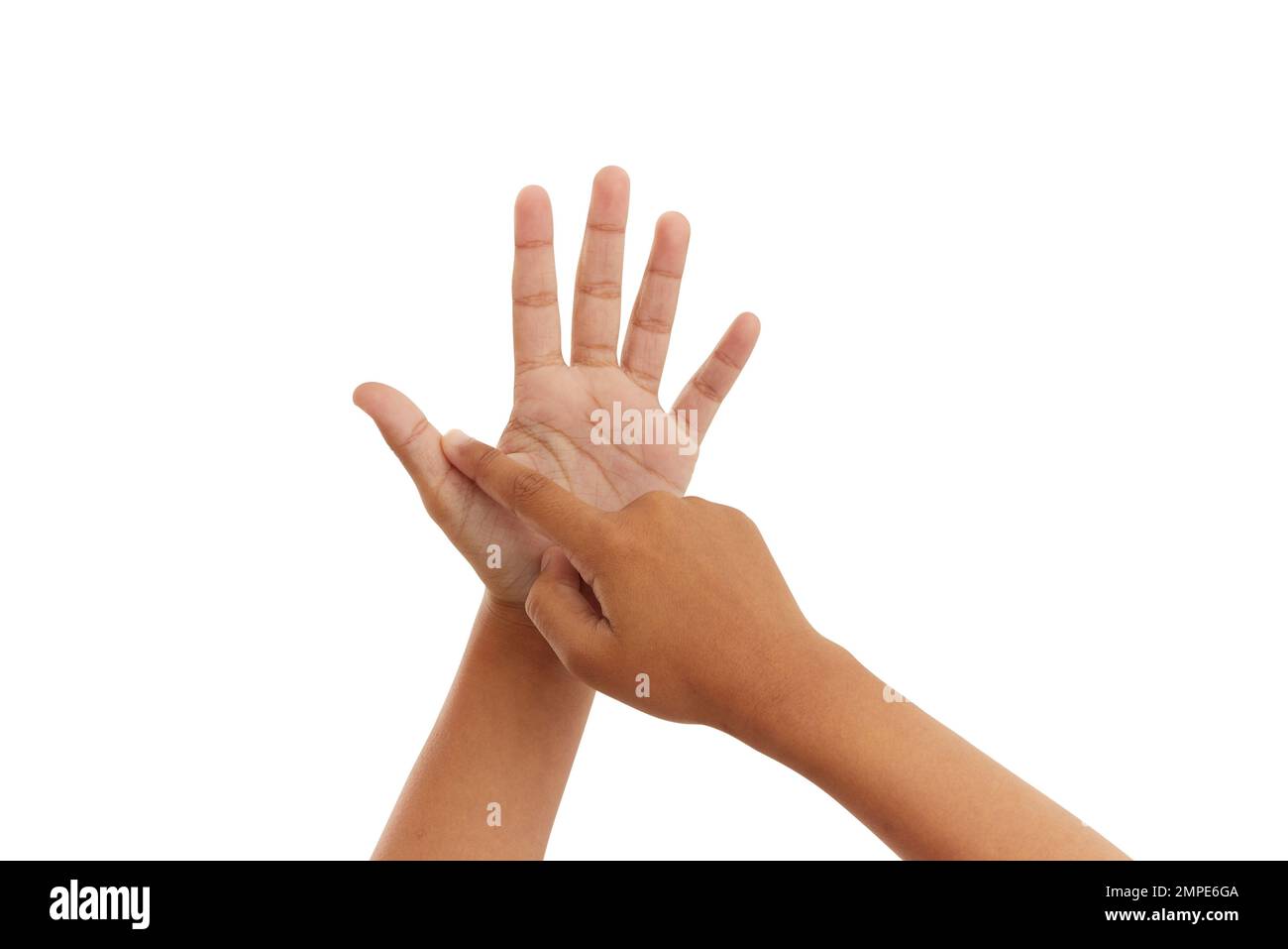 Tracing outline of hand with finger Stock Photo - Alamy