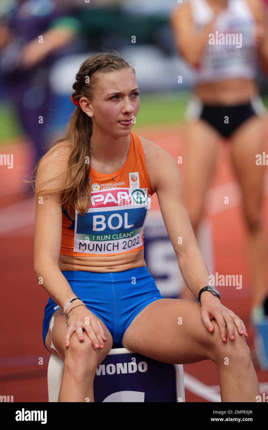 Femke Bol participating in the 400 meters hurdles of the European ...