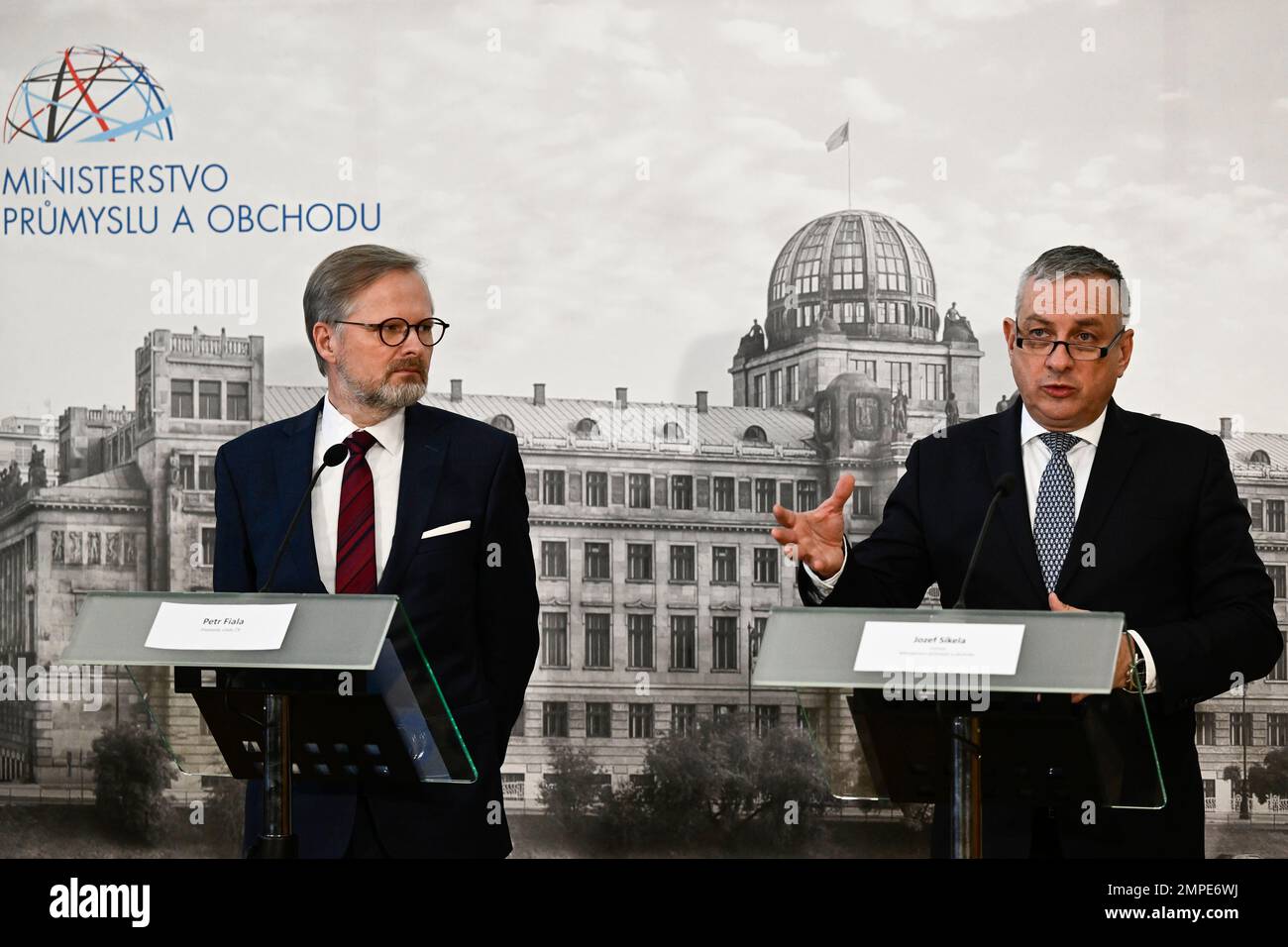 Czech Prime Minister Prime Minister Petr Fiala, left, and Industry and ...