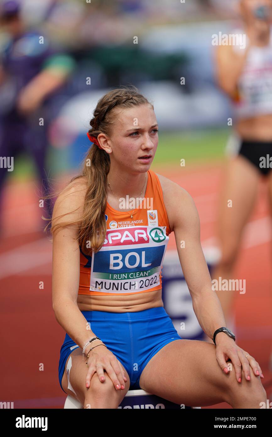Femke Bol participating in the 400 meters hurdles of the European ...