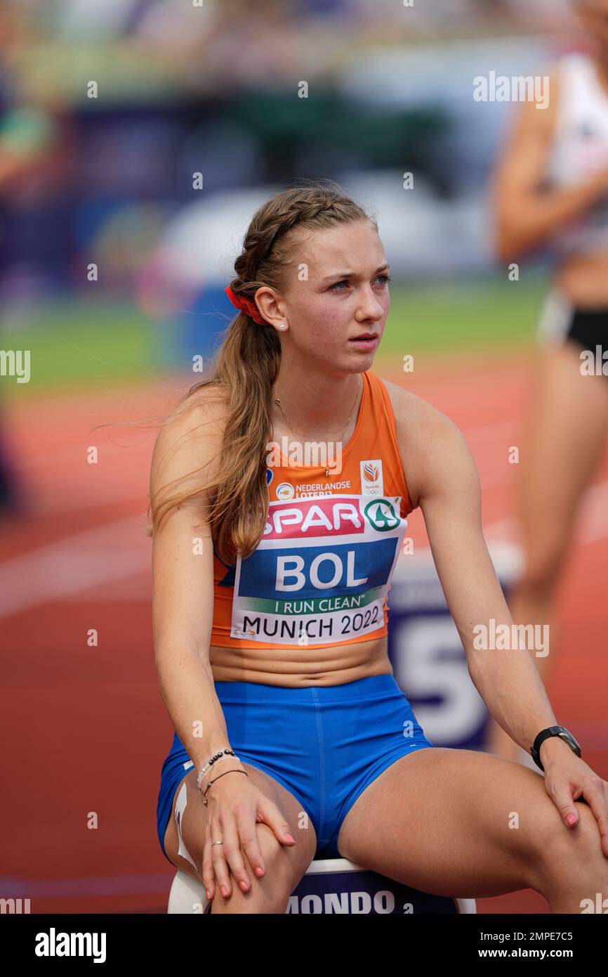 Femke Bol participating in the 400 meters hurdles of the European ...