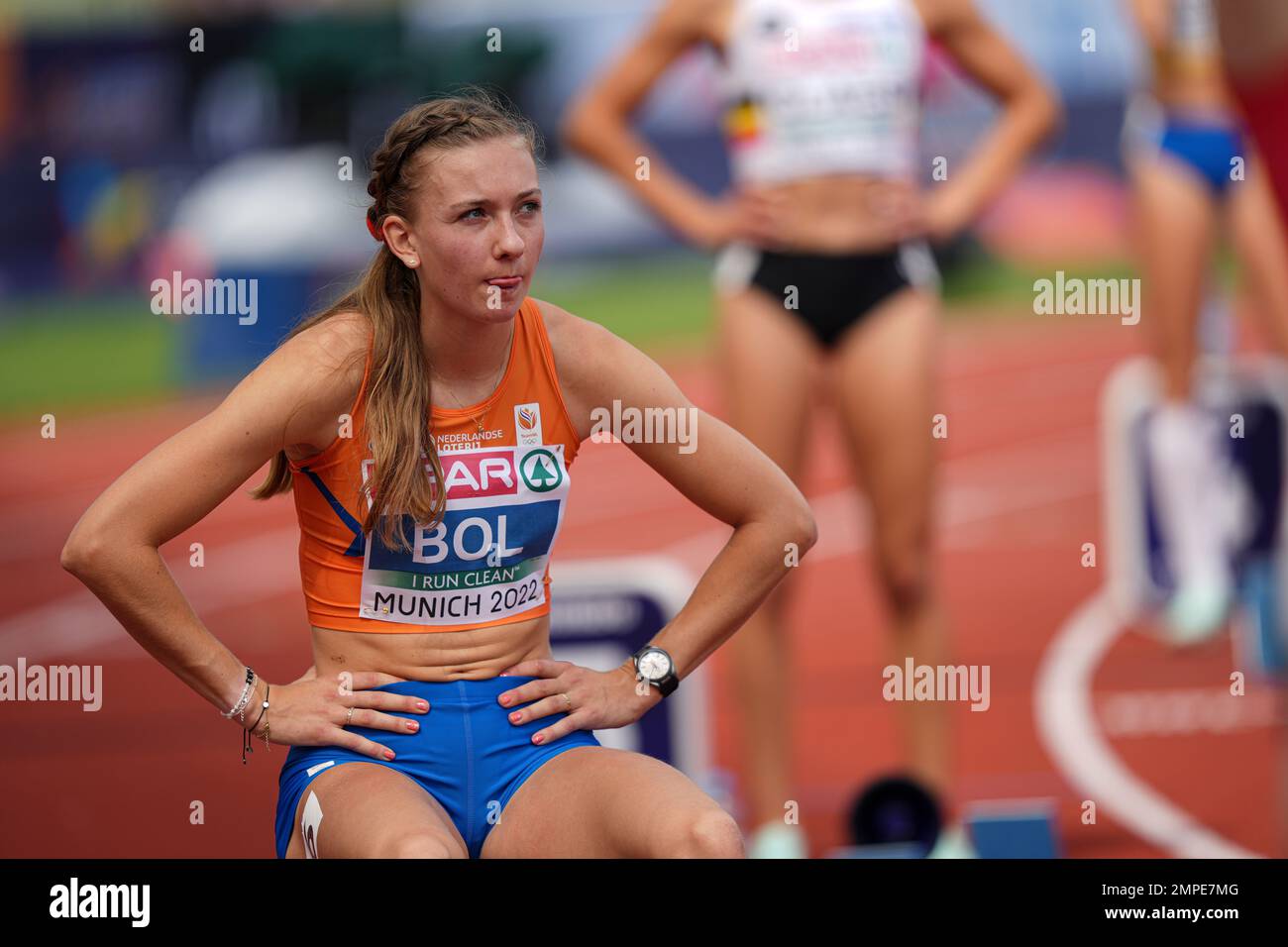 Femke Bol participating in the 400 meters hurdles of the European ...