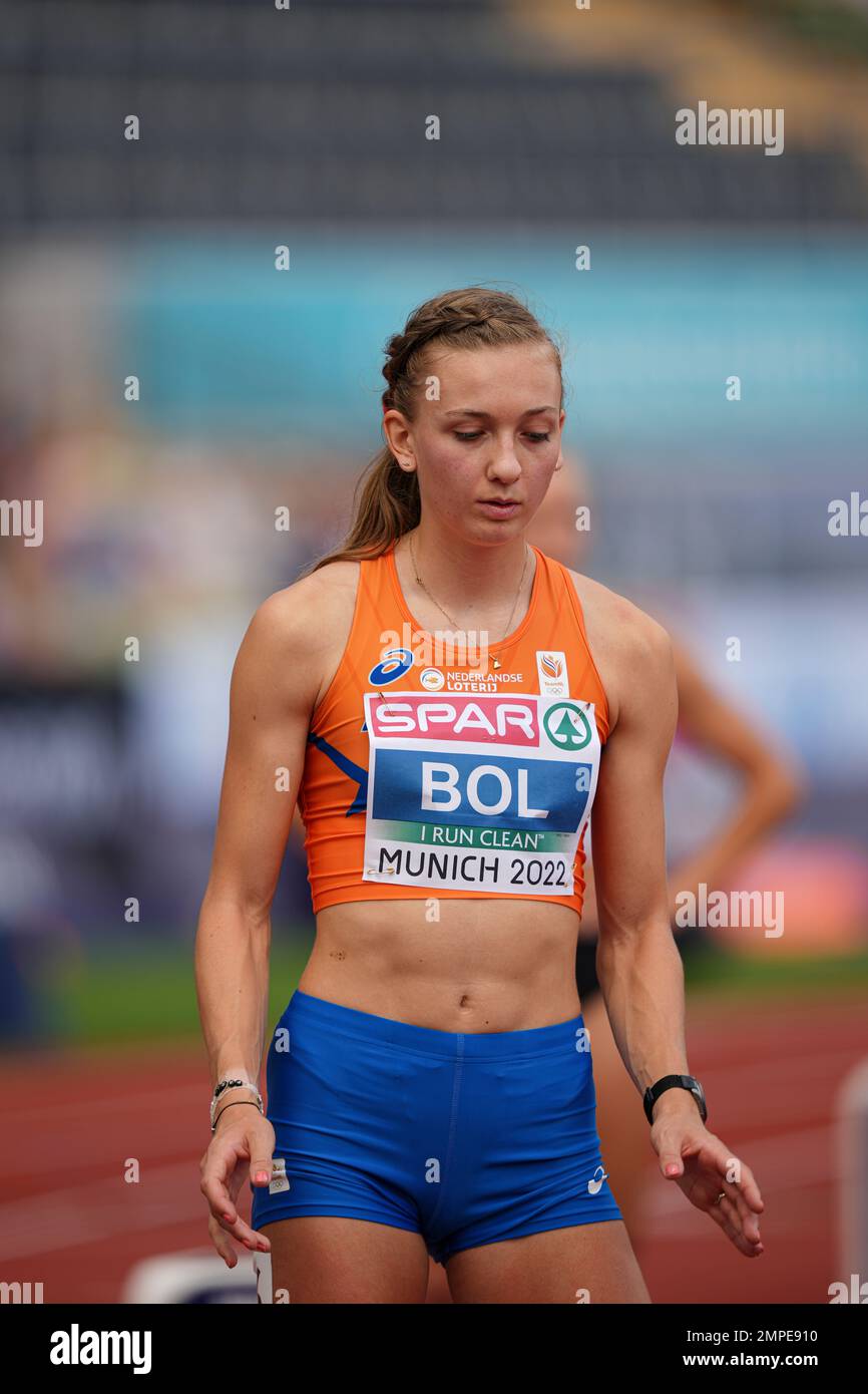 Femke Bol participating in the 400 meters hurdles of the European ...