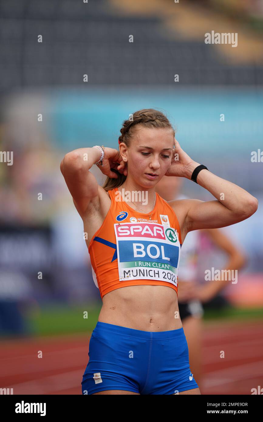Femke Bol participating in the 400 meters hurdles of the European ...