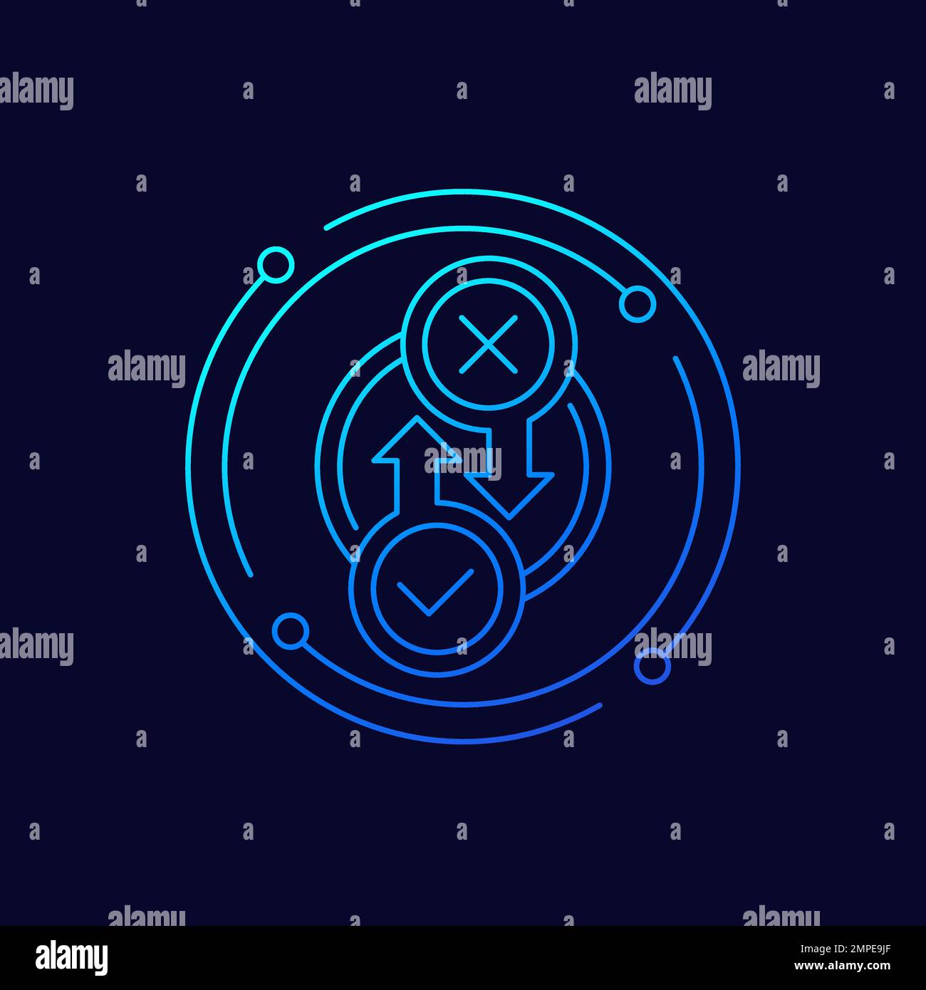 process icon with checkmark and cross, linear Stock Vector Image & Art ...