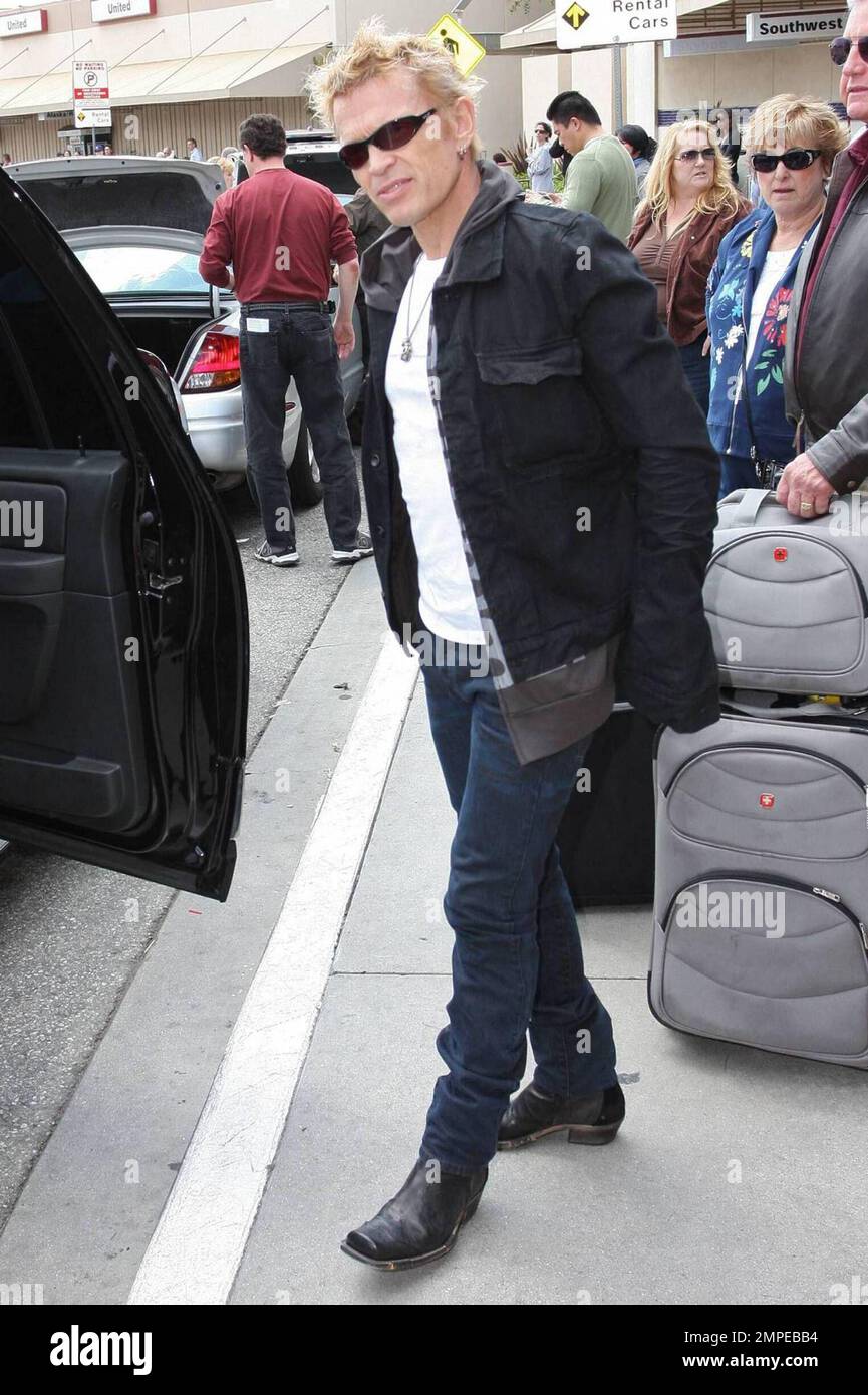 Exclusive!! Rocker Billy Idol arrives at Burbank's Bob Hope Airport to ...