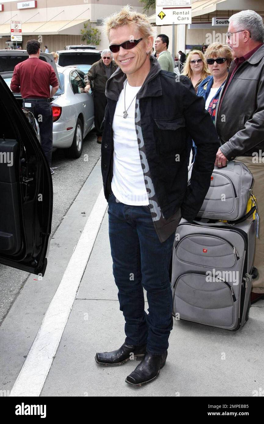 Exclusive!! Rocker Billy Idol arrives at Burbank's Bob Hope Airport to ...