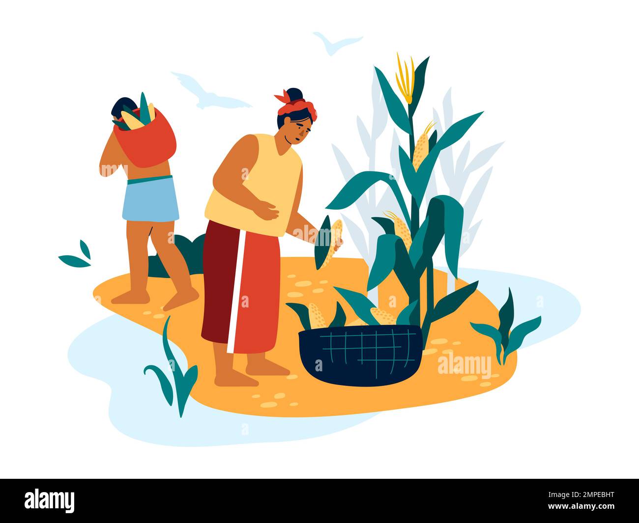 Harvest by peasants - modern colored vector illustration Stock Vector ...