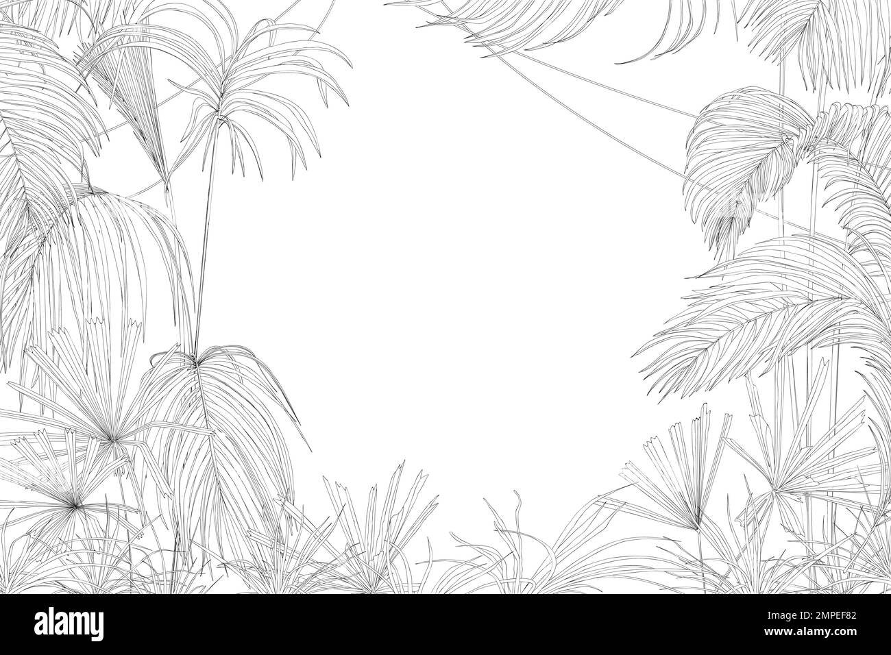 Line art vector sketch of a tropical forest Stock Vector Image & Art ...