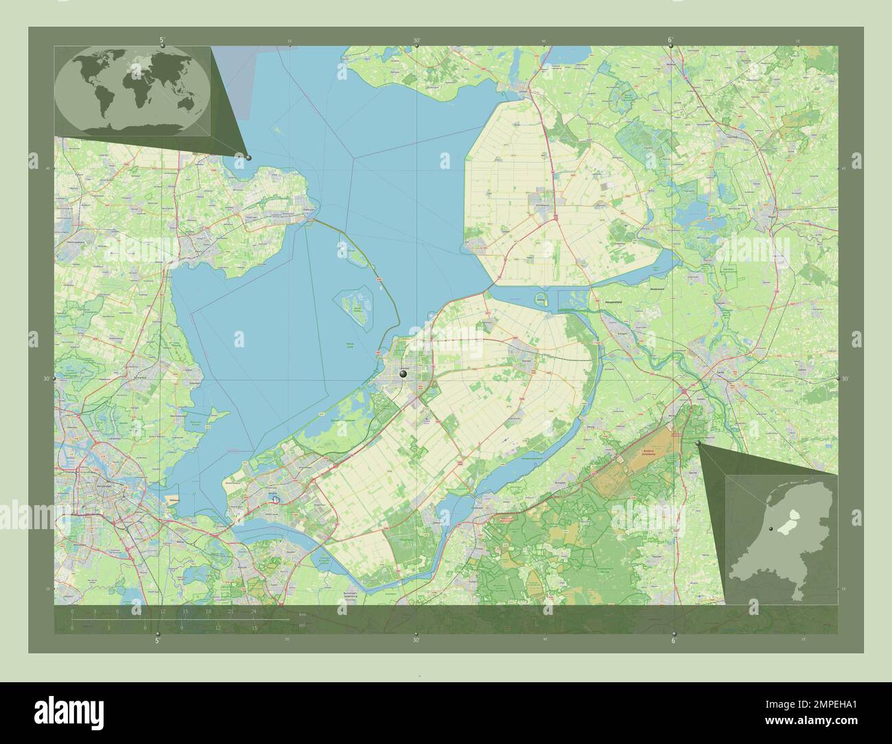 Flevoland, province of Netherlands. Open Street Map. Corner auxiliary ...