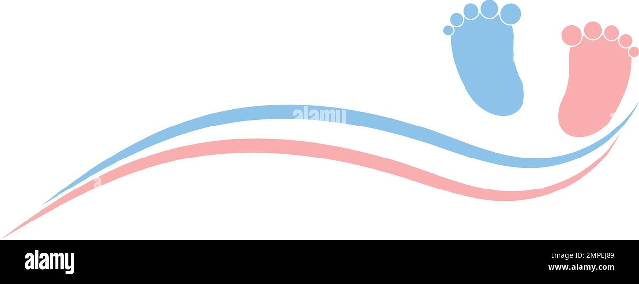 Baby footprint pink and blue, child, baby, toddler, midwife logo, logo ...
