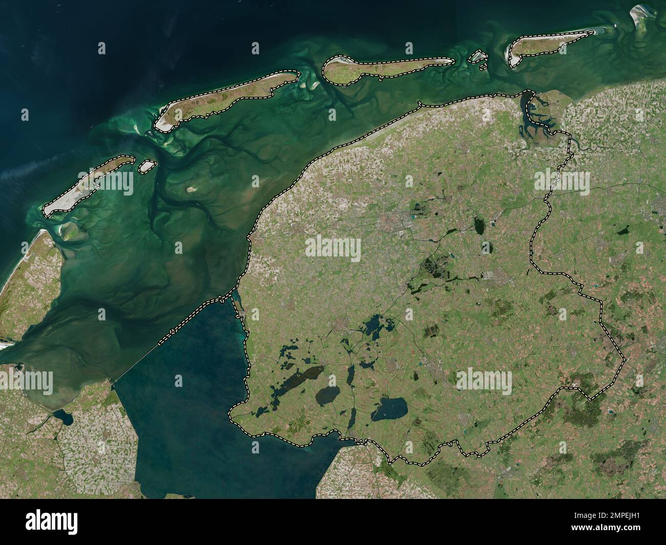 Friesland, province of Netherlands. High resolution satellite map Stock ...