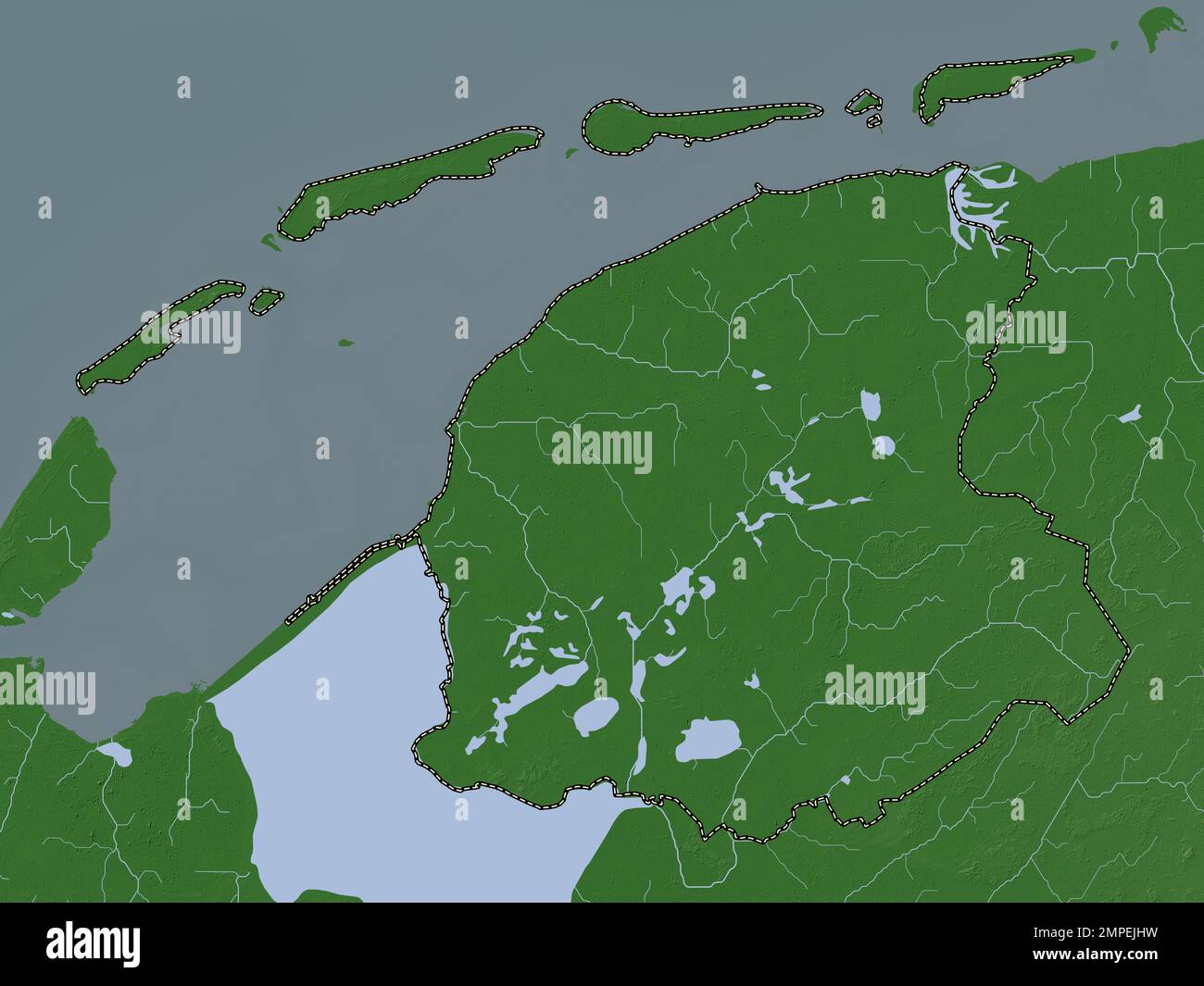 Friesland, province of Netherlands. Elevation map colored in wiki style ...
