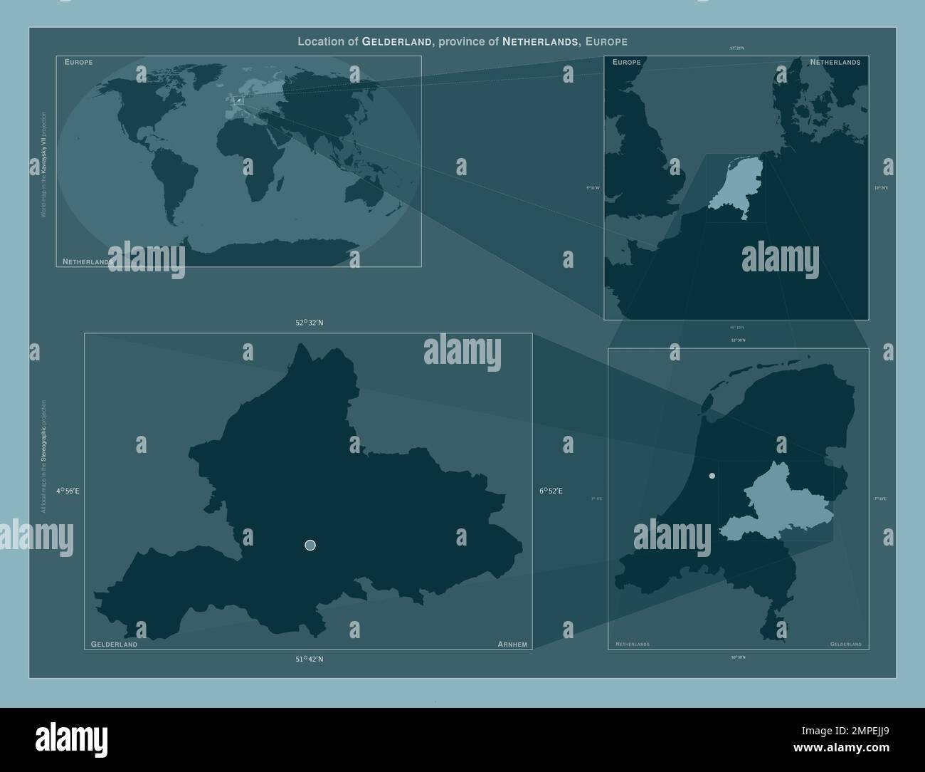 Gelderland, province of Netherlands. Diagram showing the location of ...