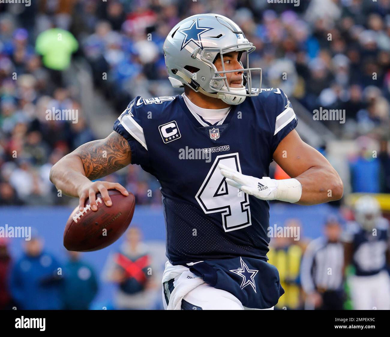 Dallas Cowboys quarterback Dak Prescott looks to throw during an NFL ...