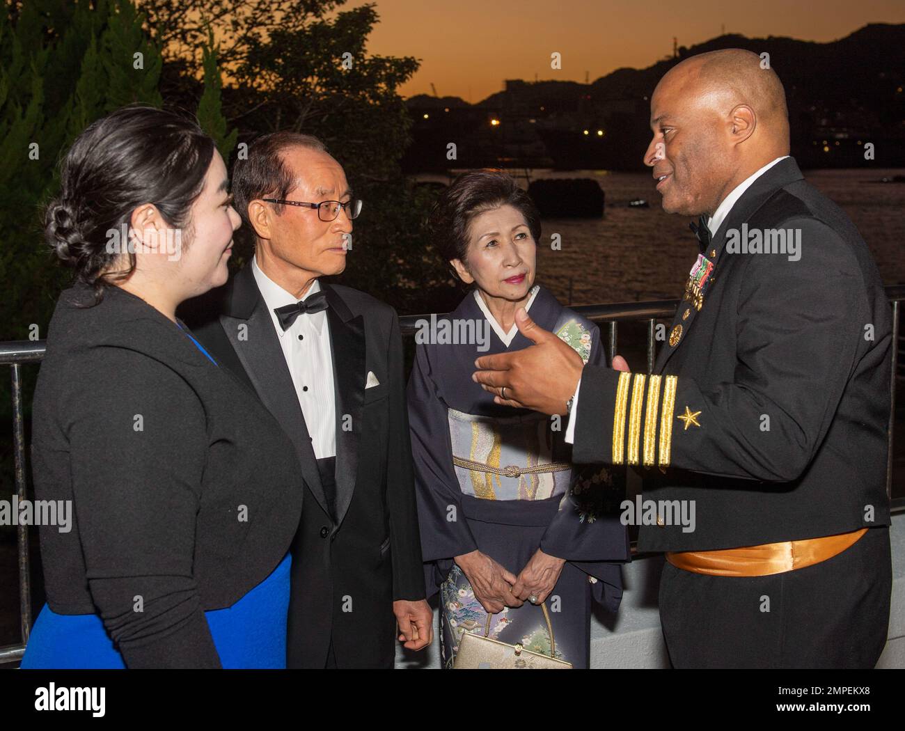 Capt. David Adams, Commander, Fleet Activities Sasebo (CFAS) speaks ...