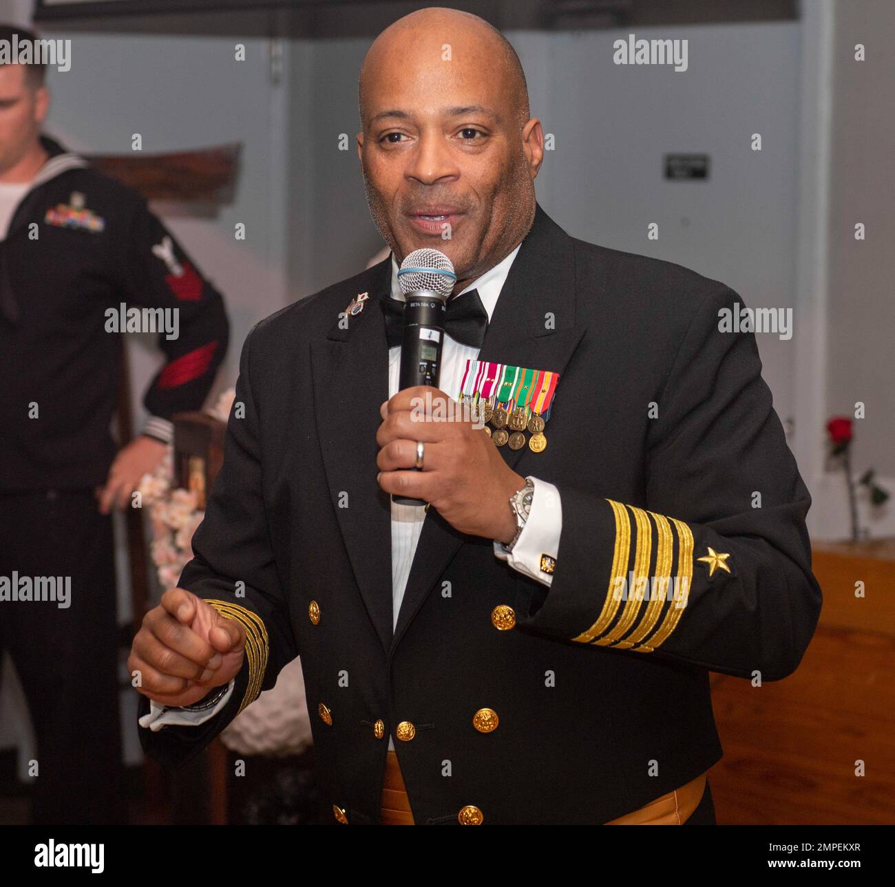 Capt. David Adams, Commander, Fleet Activities Sasebo (CFAS) addresses ...