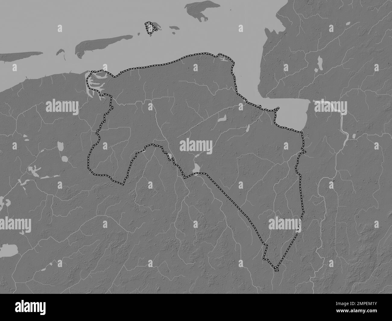 Groningen, province of Netherlands. Bilevel elevation map with lakes ...