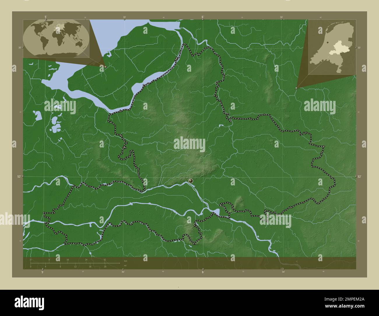 Gelderland, province of Netherlands. Elevation map colored in wiki ...