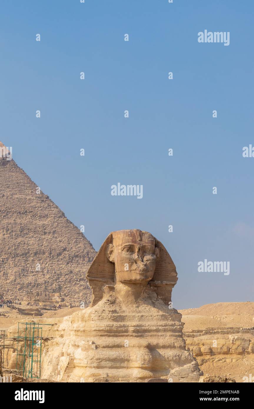 Vertical front view of marvelous wonder of the world with the pyramid ...