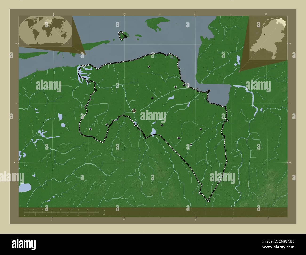 Groningen, province of Netherlands. Elevation map colored in wiki style ...