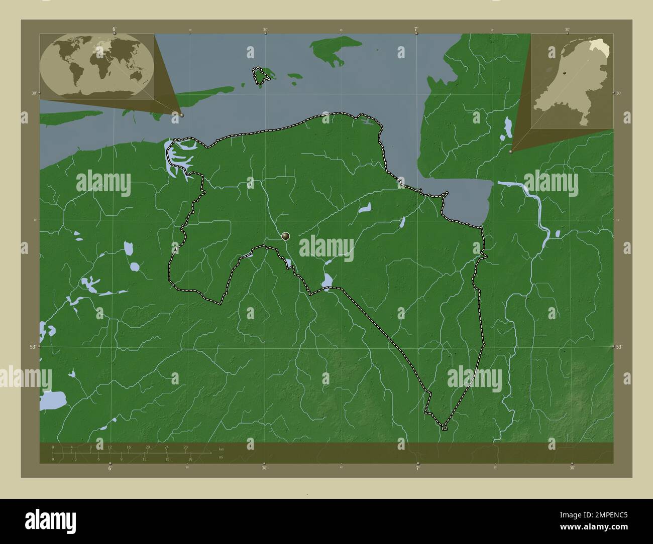 Groningen, province of Netherlands. Elevation map colored in wiki style ...