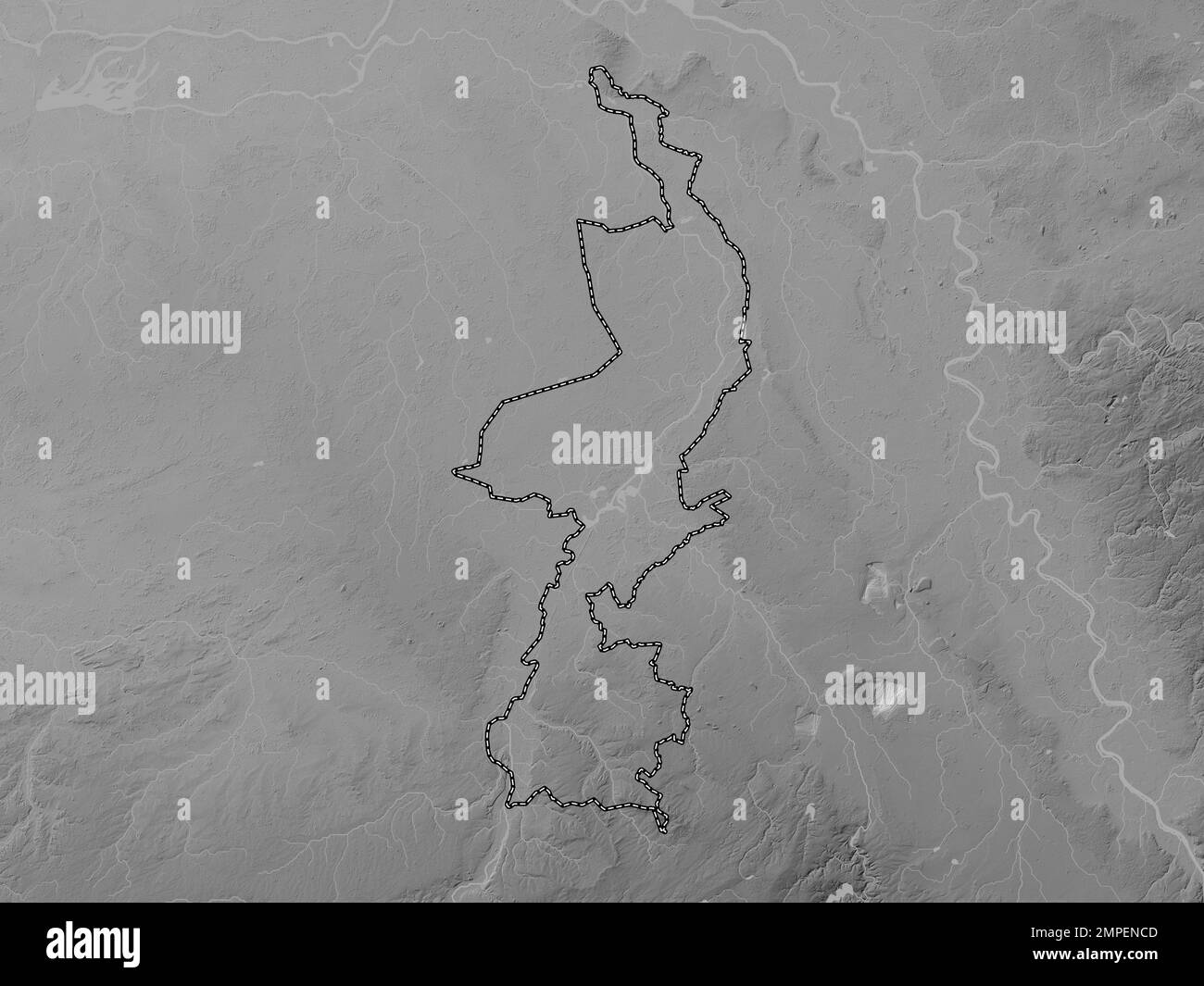 Limburg, province of Netherlands. Grayscale elevation map with lakes ...