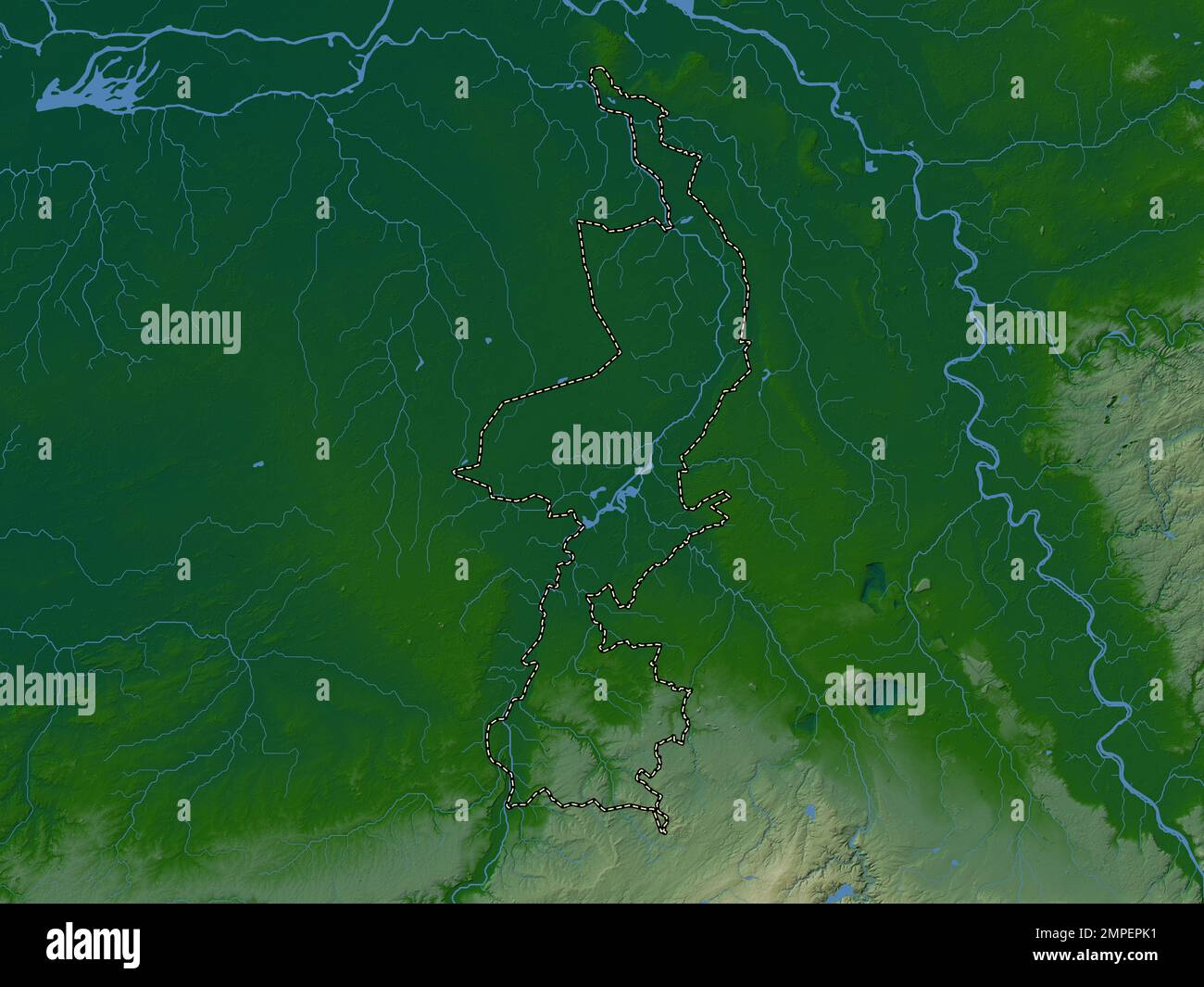 Limburg, province of Netherlands. Colored elevation map with lakes and ...