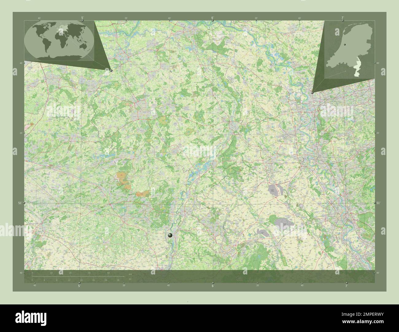 Limburg, province of Netherlands. Open Street Map. Corner auxiliary ...