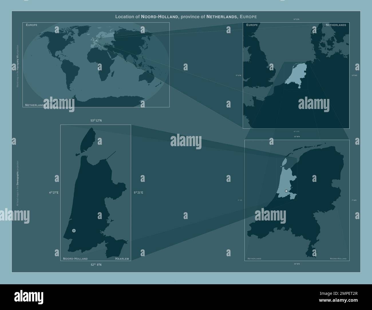 Noord-Holland, province of Netherlands. Diagram showing the location of ...