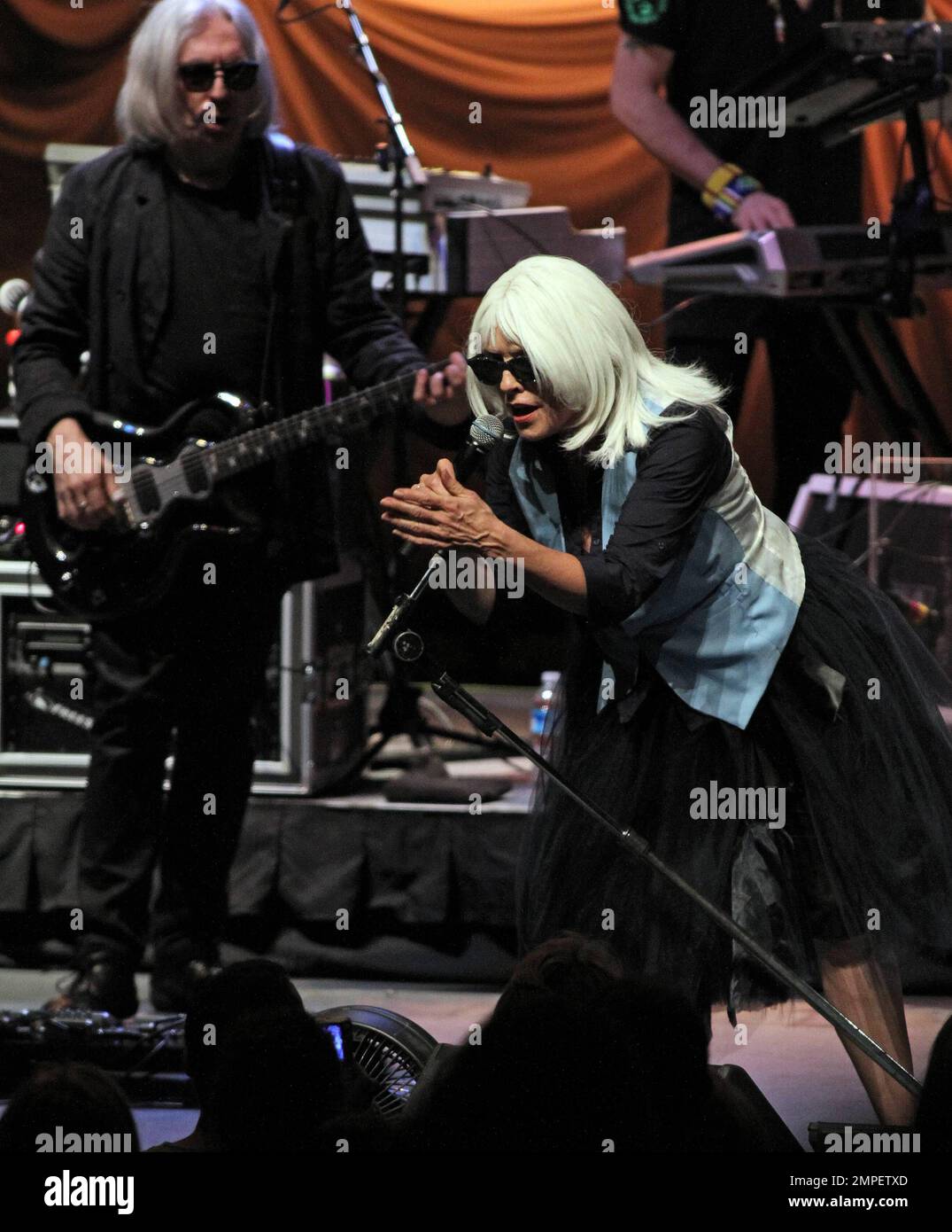 Debbie Harry (R) and Chris Stein of Blondie perform in concert at the ...