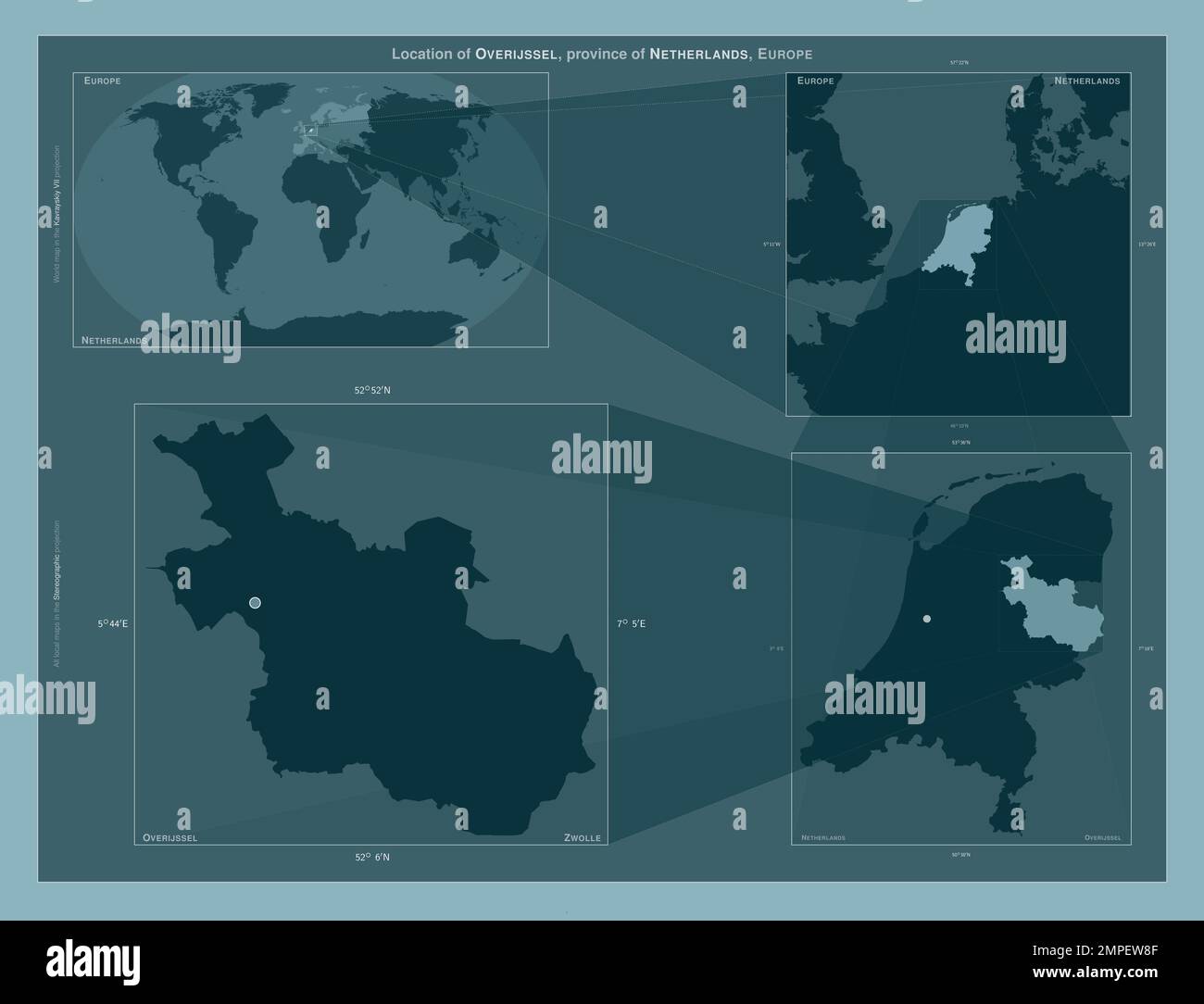 Overijssel, province of Netherlands. Diagram showing the location of ...