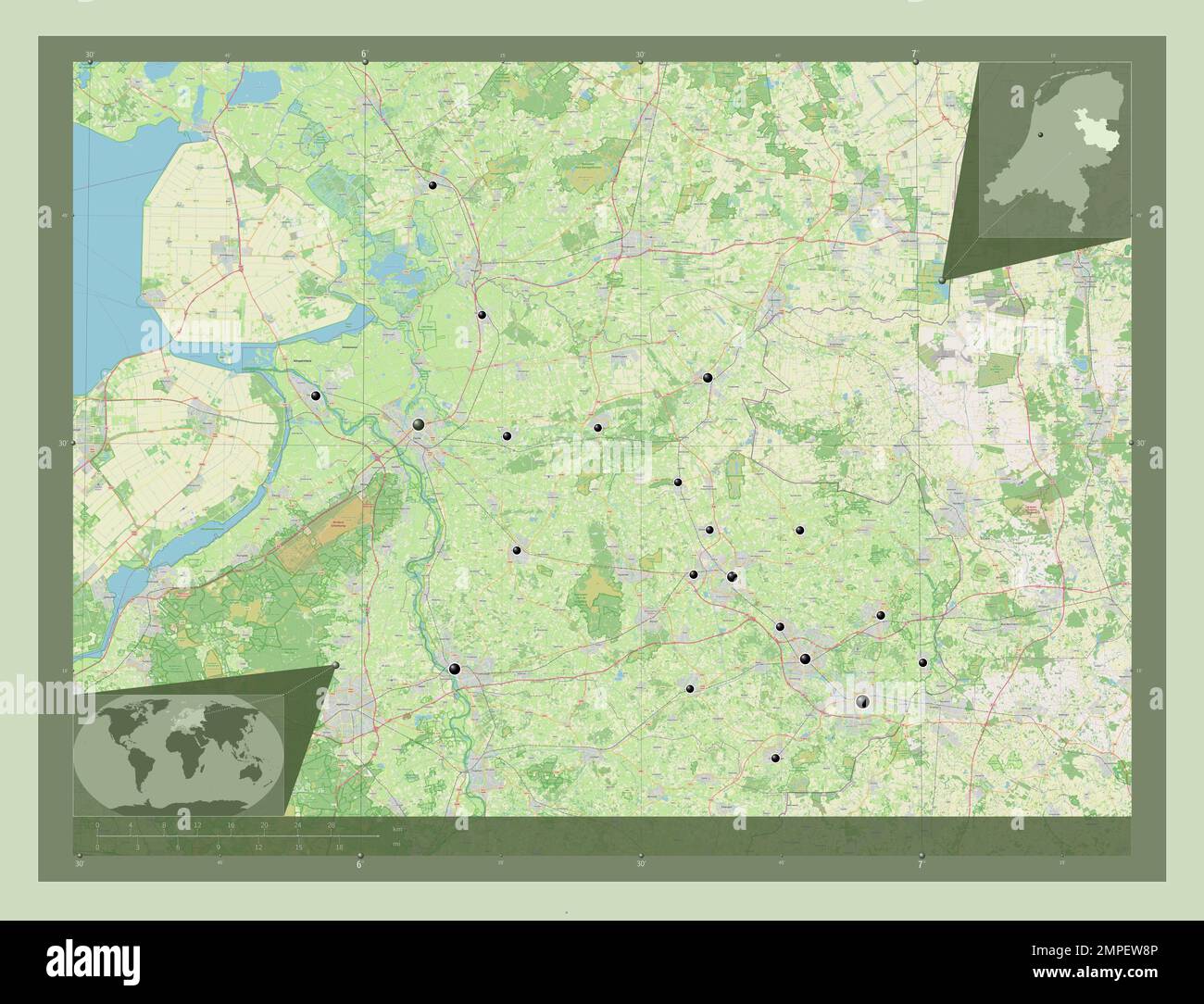 Overijssel, province of Netherlands. Open Street Map. Locations of ...